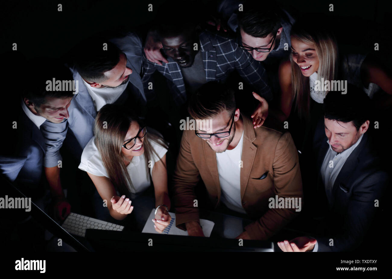 close up.a group of employees discussing a new financial project Stock ...