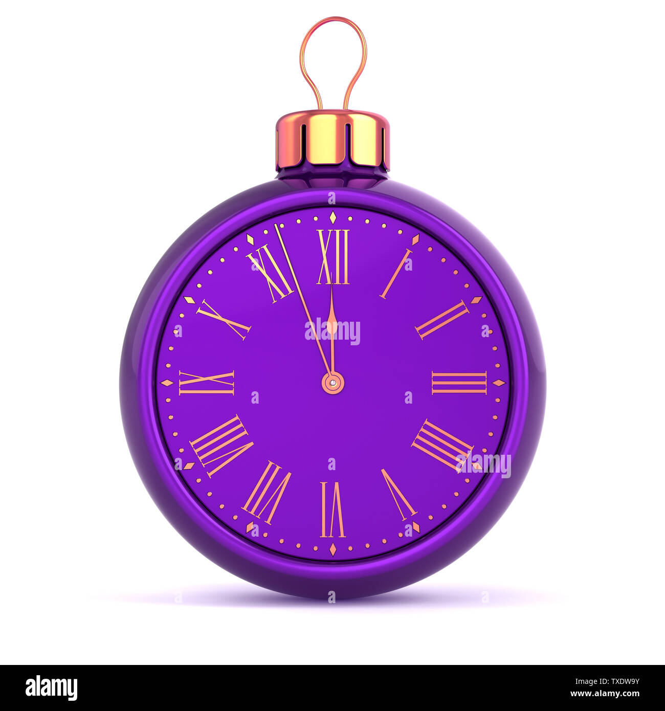 Midnight hour New Year's Eve time alarm clock bauble. Christmas ball ...