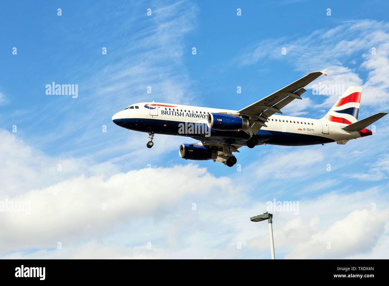 British Airways aeroplane landing at Heathrow Airport, London, UK Stock ...