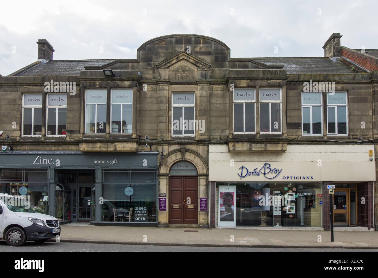 Street view showing impressive building in Matlock, Derbyshire UK Stock ...