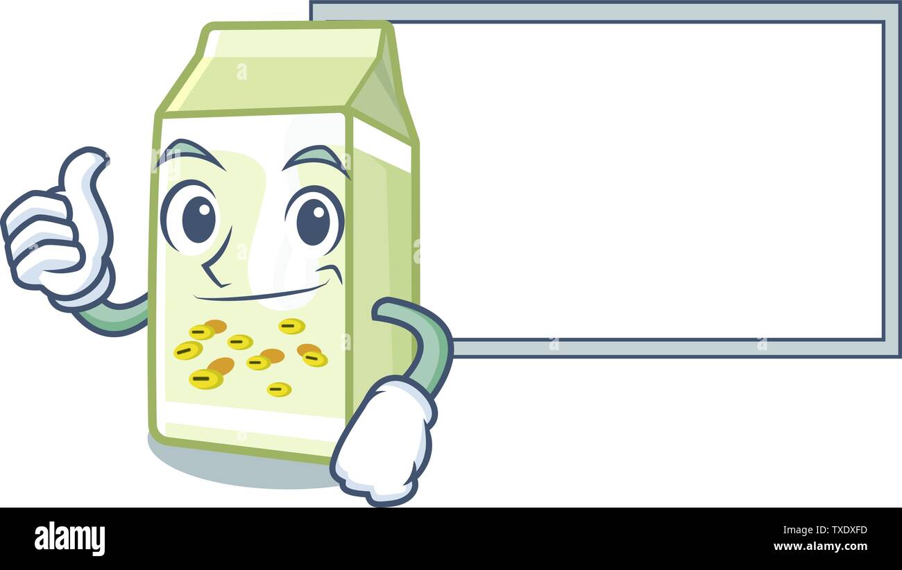 Thumbs up with board soy milk in a cartoon box Stock Vector Image & Art ...