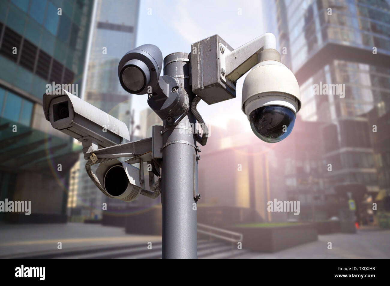 closed circuit camera Multi-angle CCTV system on the background of the ...