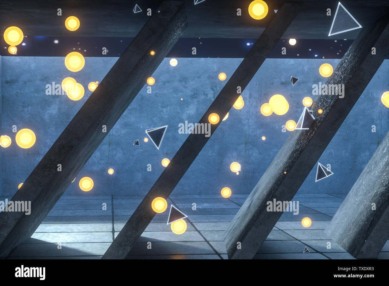 Three-dimensional rendering, fireflies in a dark room Stock Photo - Alamy