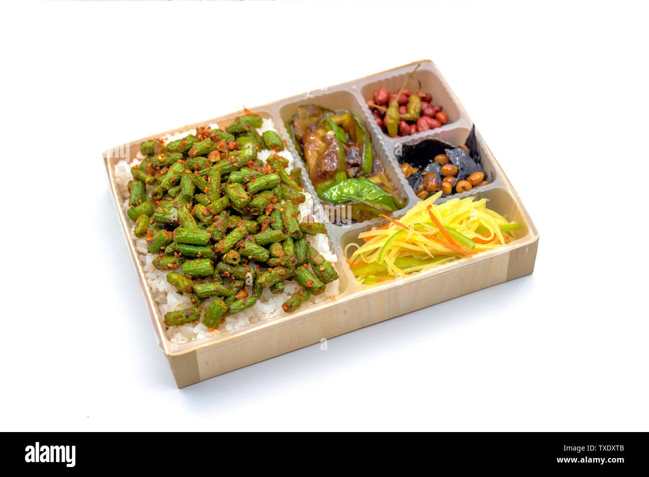 Stir-fried kidney bean box lunch Stock Photo - Alamy