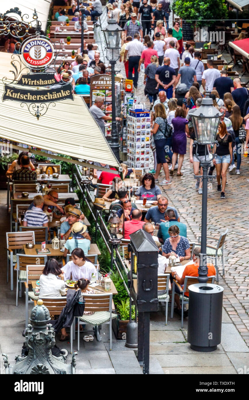 People, Tourists on Munzgasse Street Dresden Restaurant Old Town ...