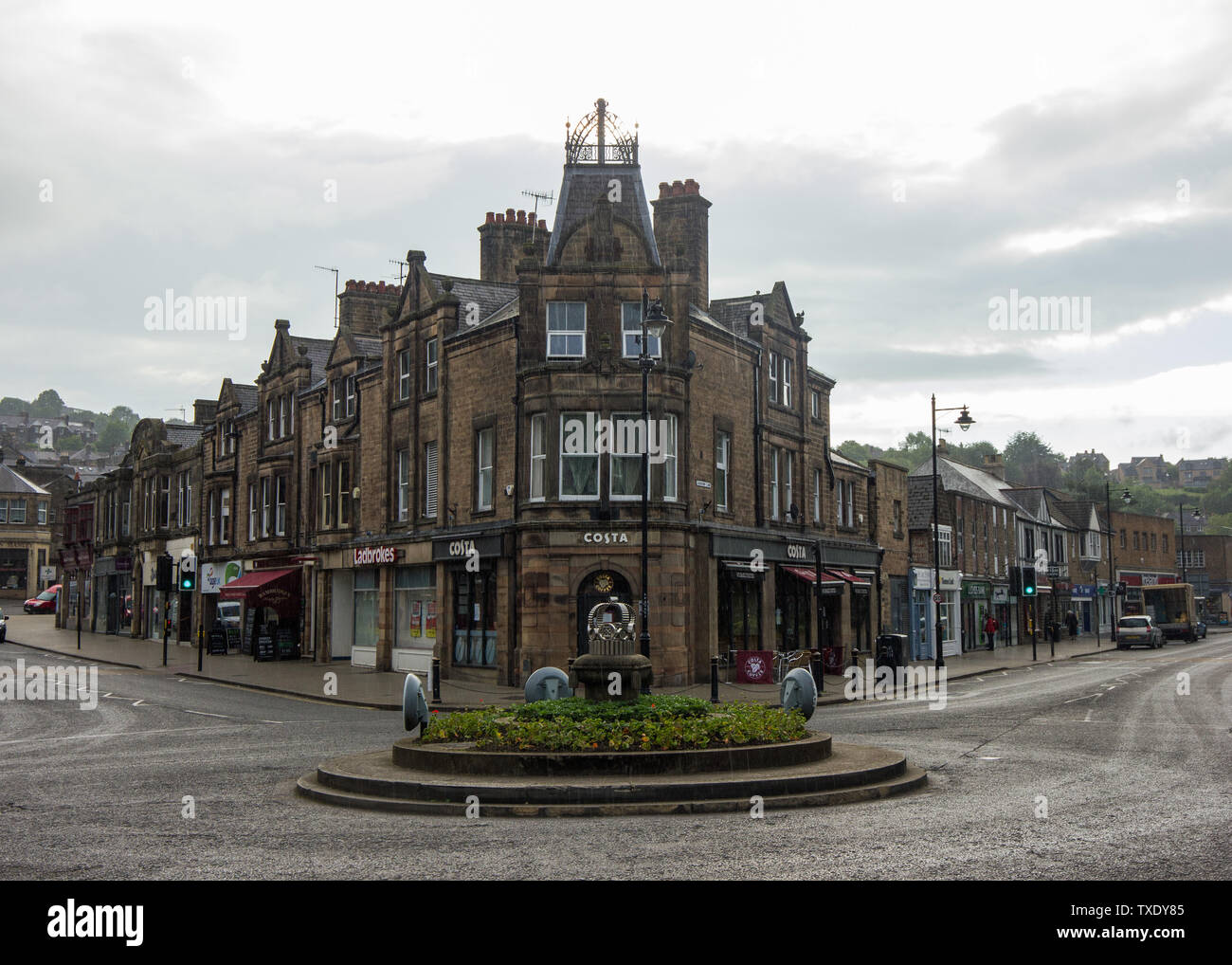 Street view showing impressive building in Matlock, Derbyshire UK Stock ...