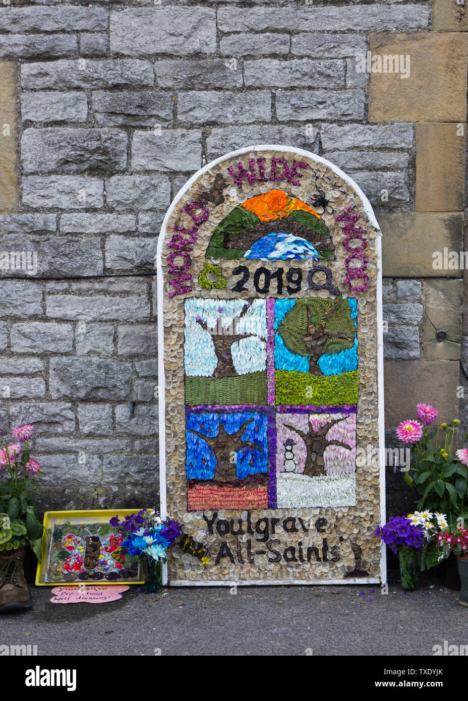 Colourful well dressing from Youlgreave Derbyshire UK 2019 Stock Photo ...