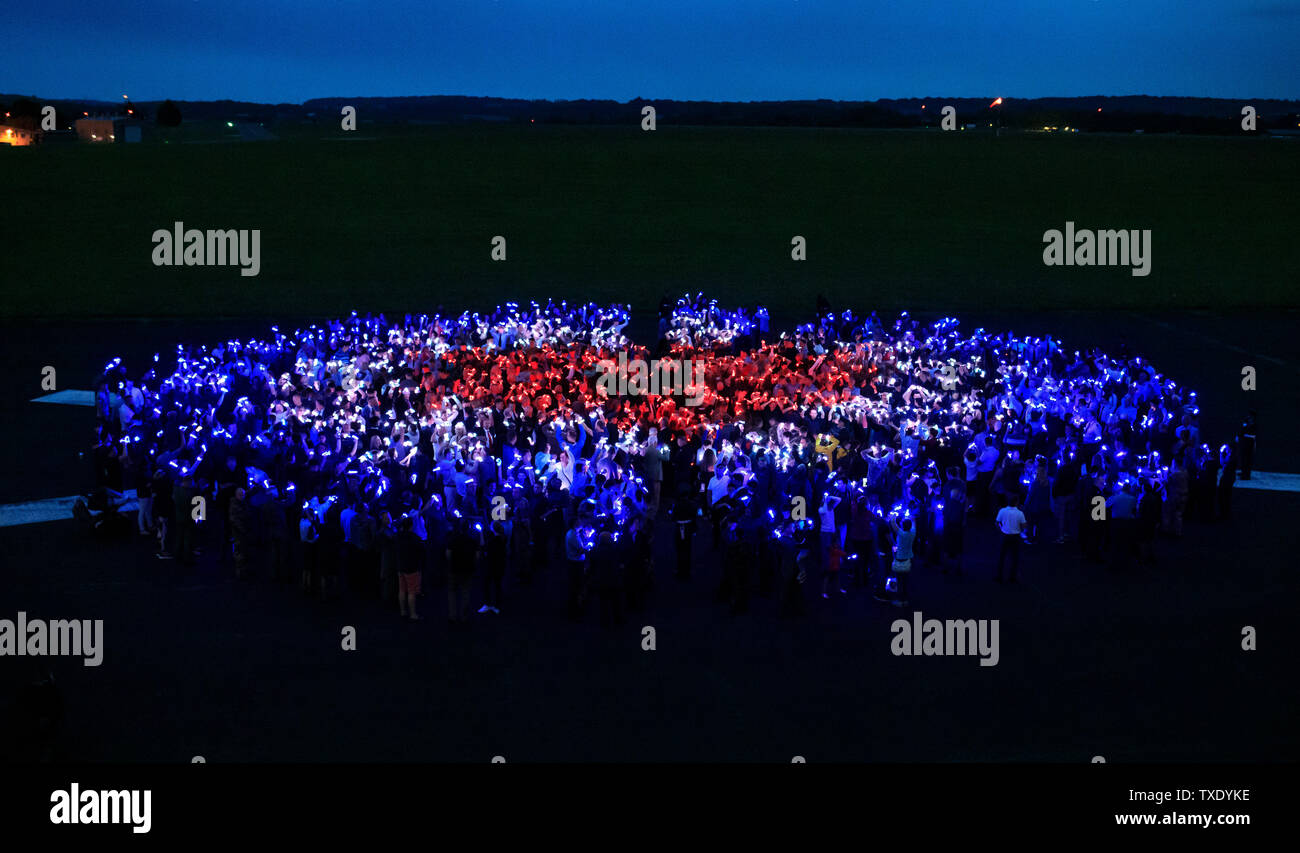 An aerial drone shot of the Human Radar; a stunning lightshow to mark ...