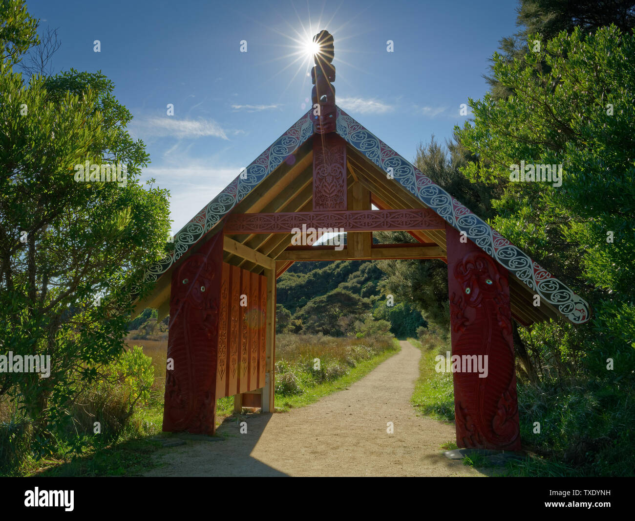 Wainui, Tasman/New Zealand – June 3, 2019: The north entrance of the ...