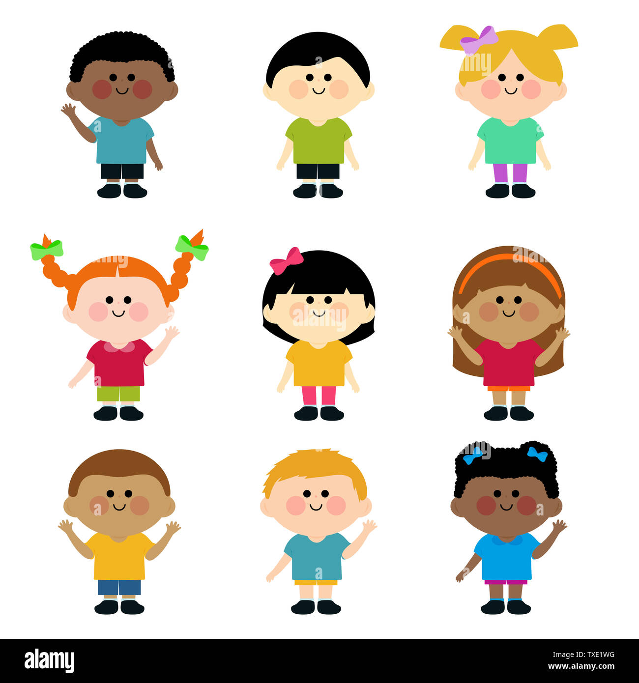 Group happy boys cartoon kids Cut Out Stock Images & Pictures - Alamy