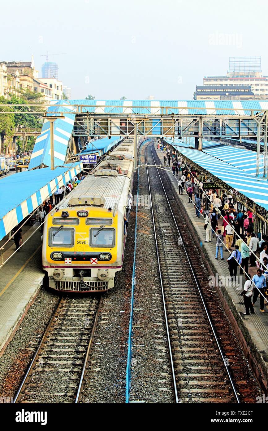 Charni Road Railway Station, Mumbai, Maharashtra, India, Asia Stock ...