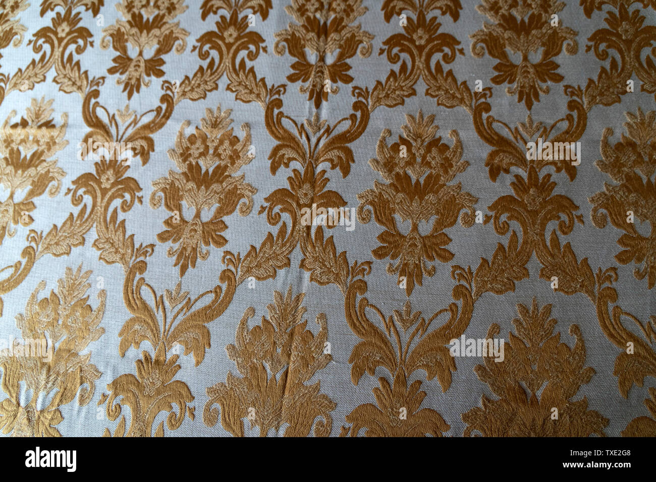 medieval fabric close up detail texture background gold and white Stock ...