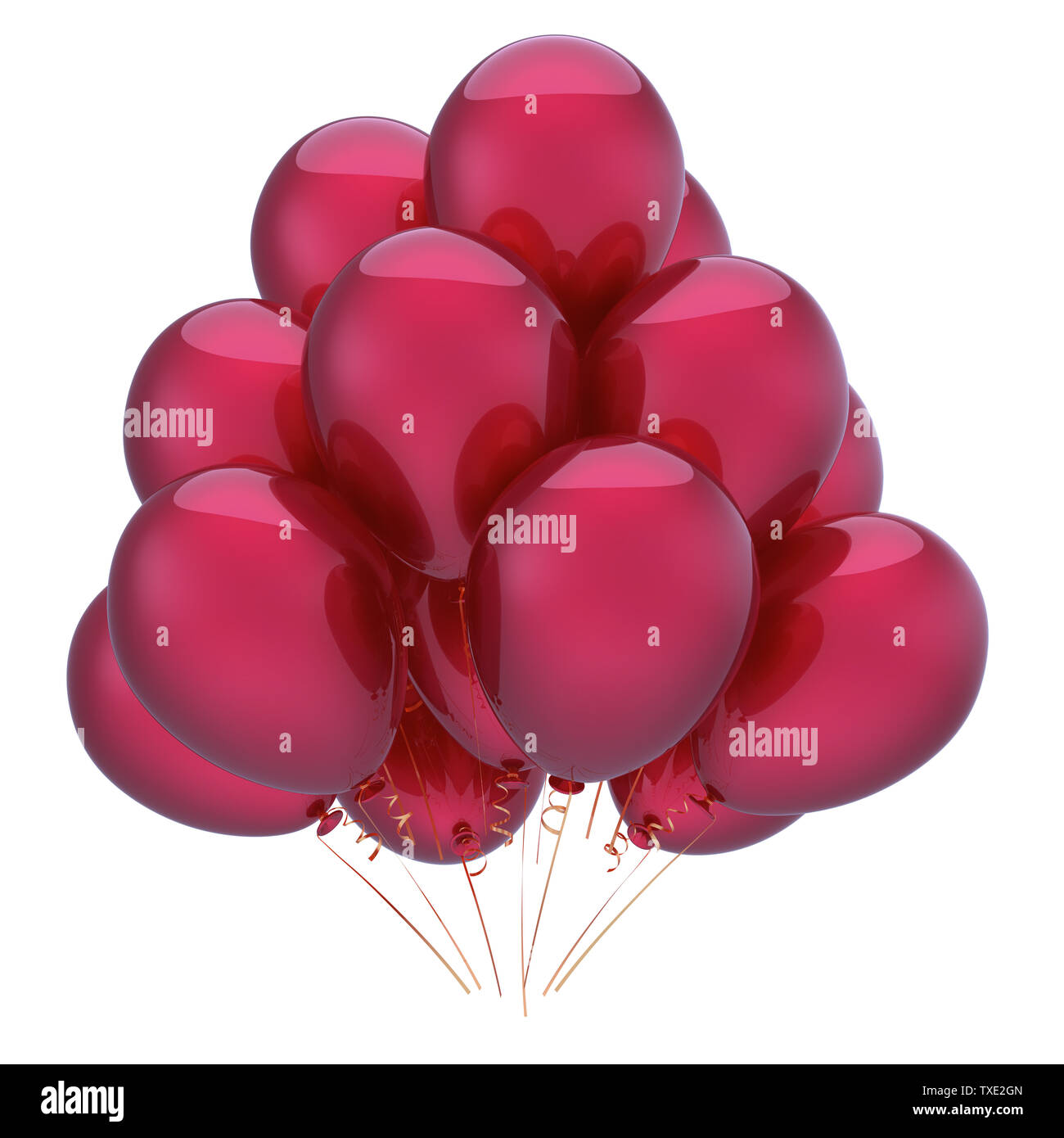 colorful red holiday party balloon bunch, happy birthday decoration ...