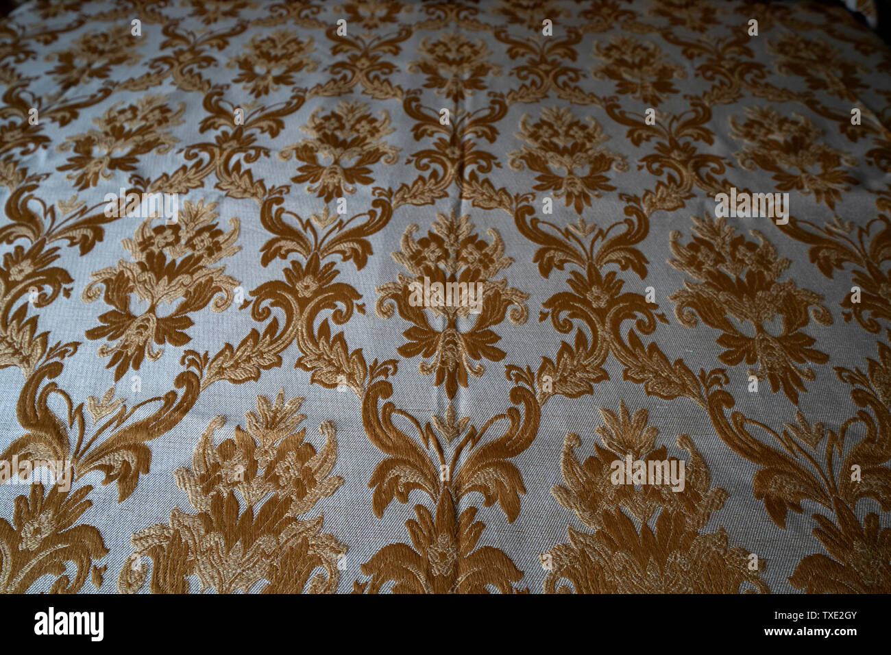medieval fabric close up detail texture background gold and white Stock ...