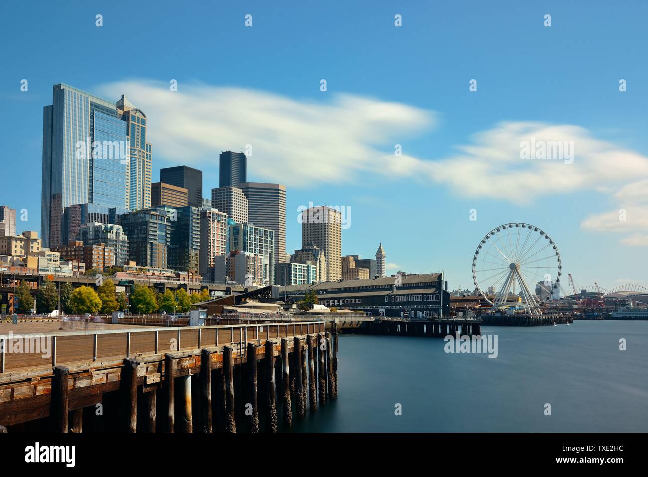 Seattle waterfront view with urban architecture Stock Photo - Alamy