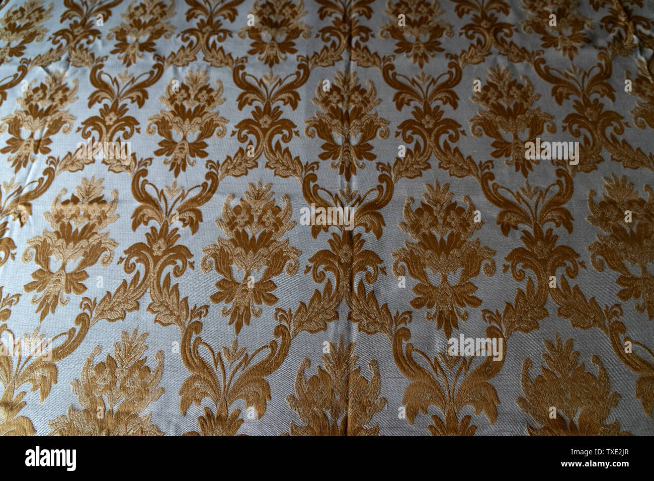 medieval fabric close up detail texture background gold and white Stock ...