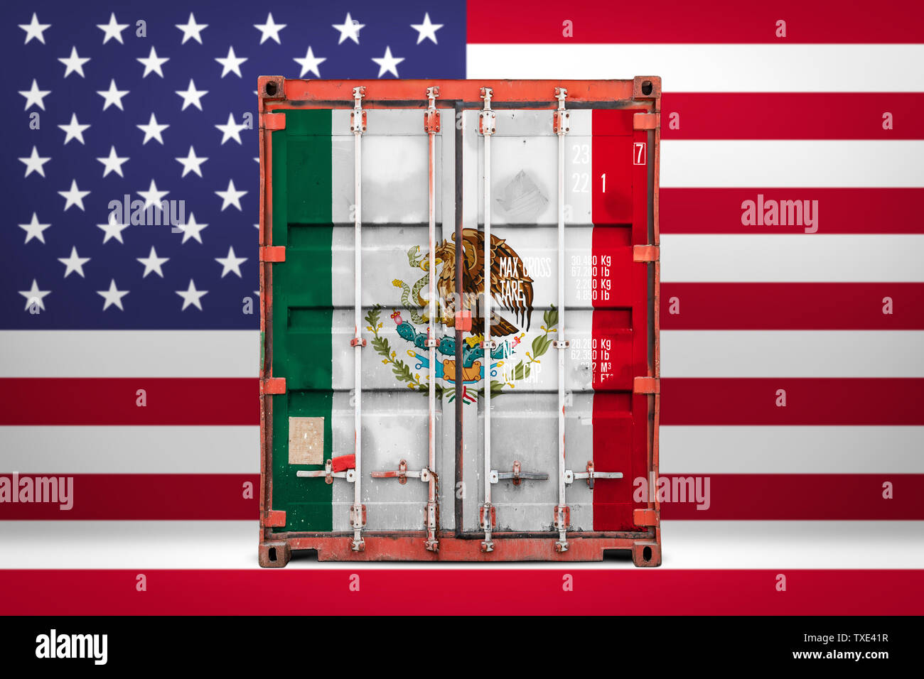 The concept of USA and Mexico export-import, container transporting and ...