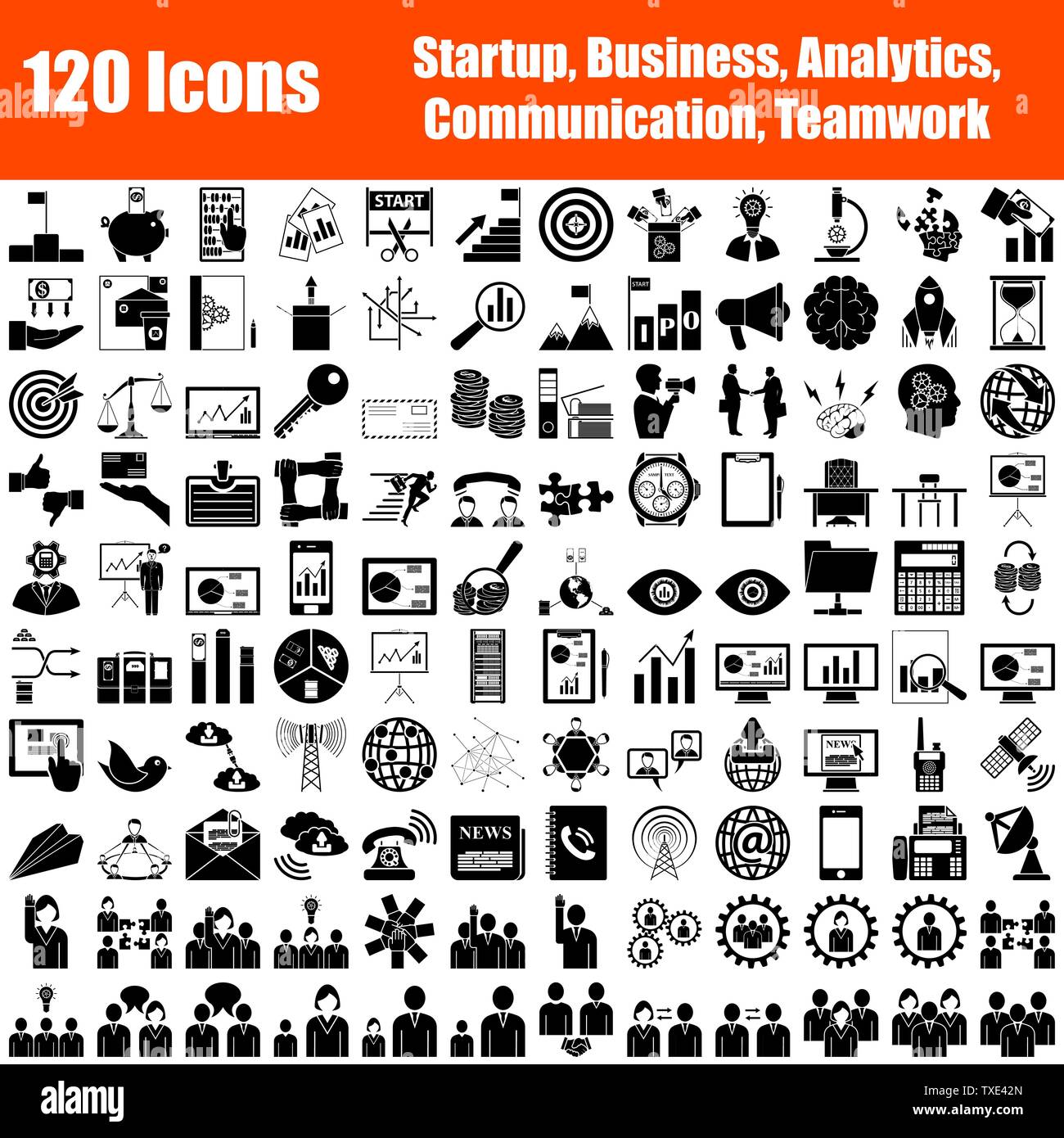 Set of 120 Icons. Startup, Business, Analytics, Communication, Teamwork ...