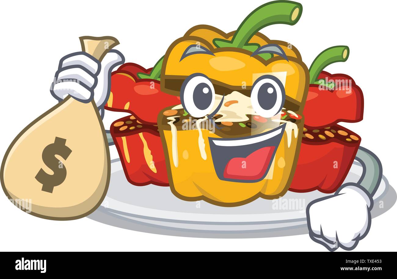 With money bag stuffed pepper isolated with the cartoon Stock Vector ...