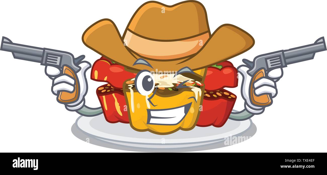 Cowboy stuffed pepper isolated with the cartoon Stock Vector Image ...