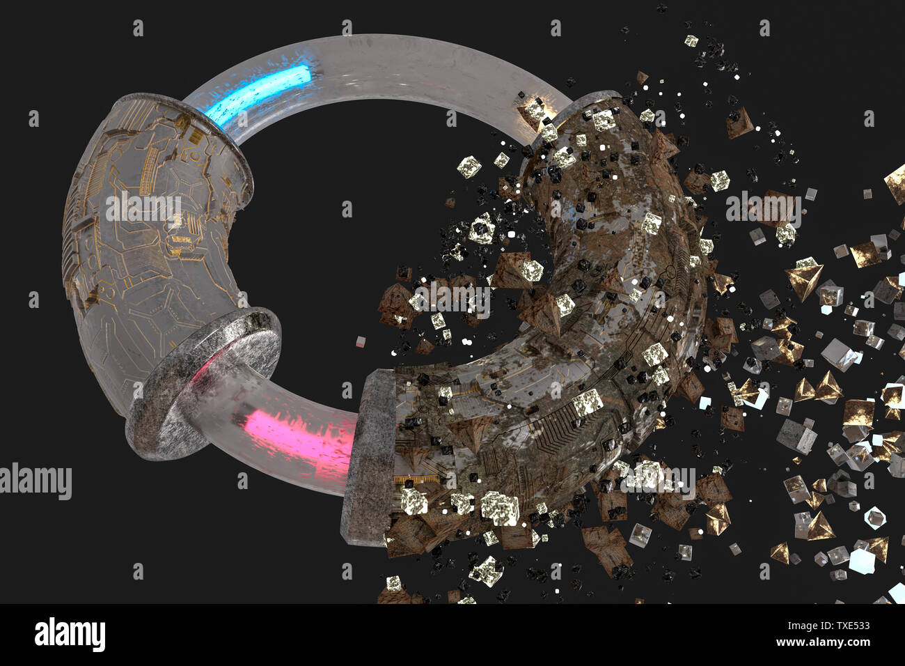 Tech-sensitive mechanical energy rings, sci-fi elements, three ...