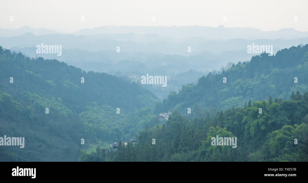 Scenery of Bashu mountains and rivers in Dazhu County, Sichuan Province ...