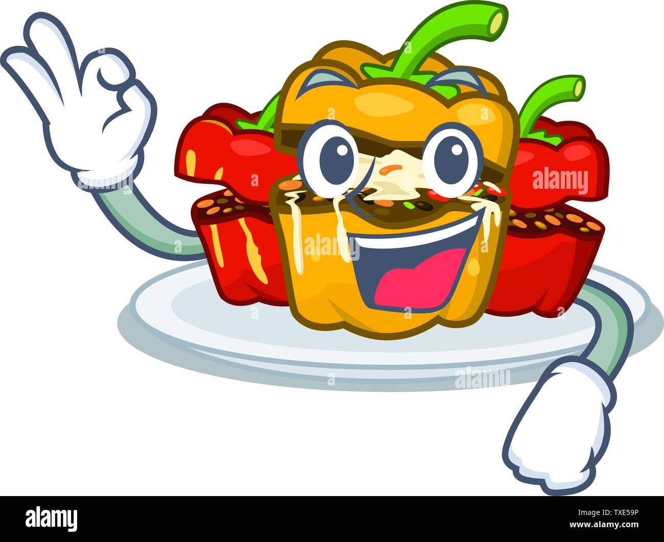 Okay stuffed pepper is served cartoon plate Stock Vector Image & Art ...