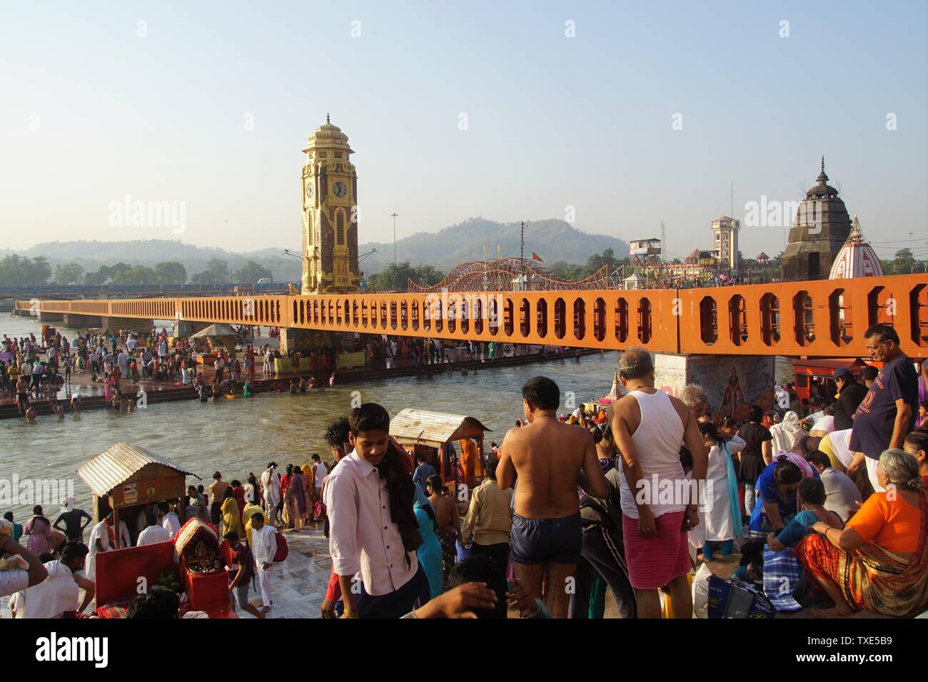View from one crowded Side of the Ganges River to the other equally ...