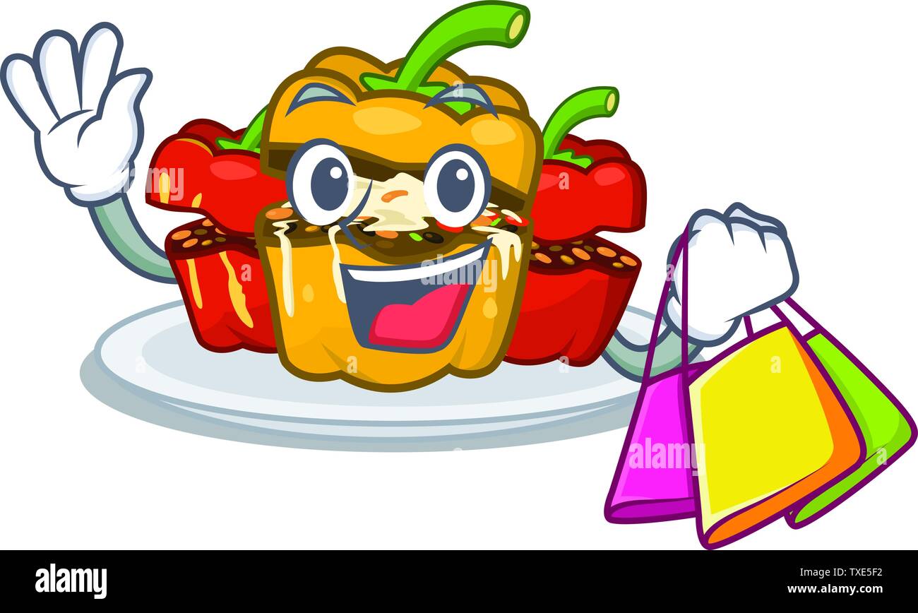 Shopping stuffed pepper is served cartoon plate Stock Vector Image ...