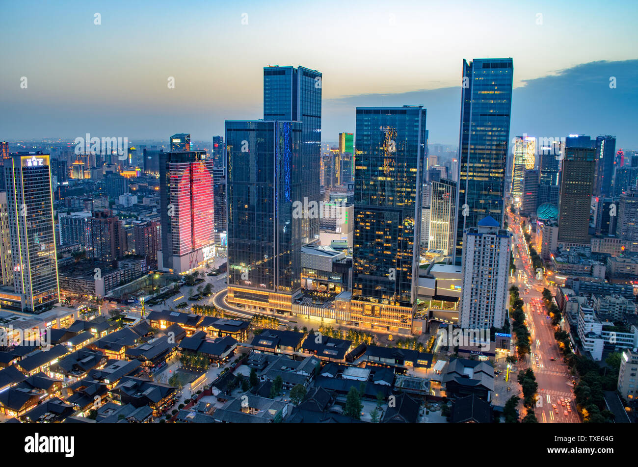 The night scene of the IFS ocean in Chengdu Stock Photo - Alamy