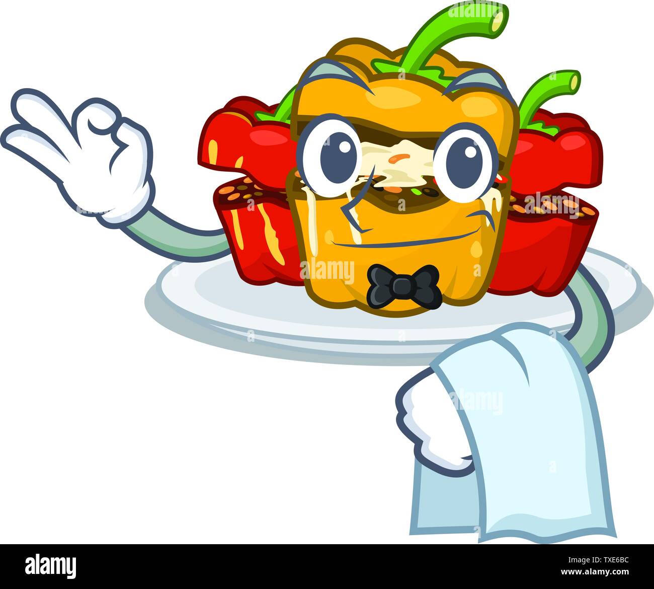 Waiter stuffed pepper above the mascot board Stock Vector Image & Art ...