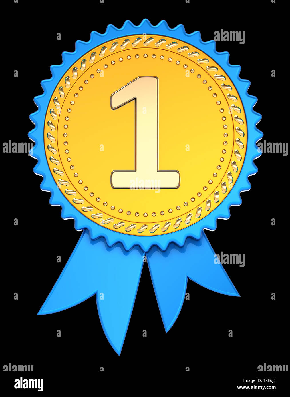 award ribbon number one 1. 1st first place medal golden blue. champion ...