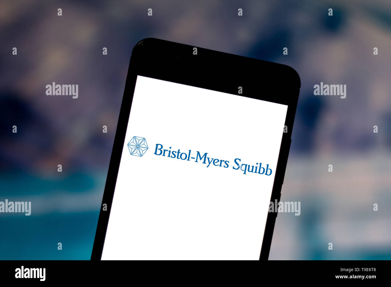 Brazil. 1st June, 2019. In this photo illustration a Bristol-Myers ...