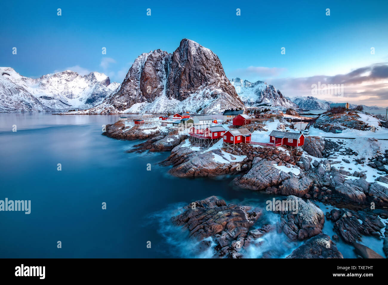 Norway: Hamn? y fishing village in the Lofoten Islands Stock Photo - Alamy