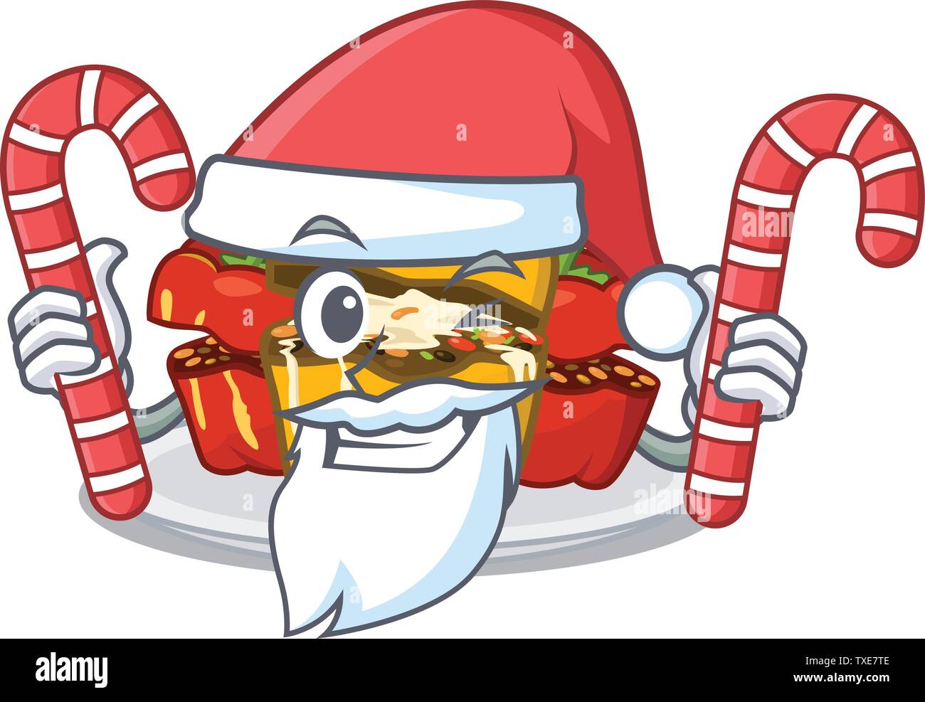Santa with candy stuffed pepper in the character shape Stock Vector ...