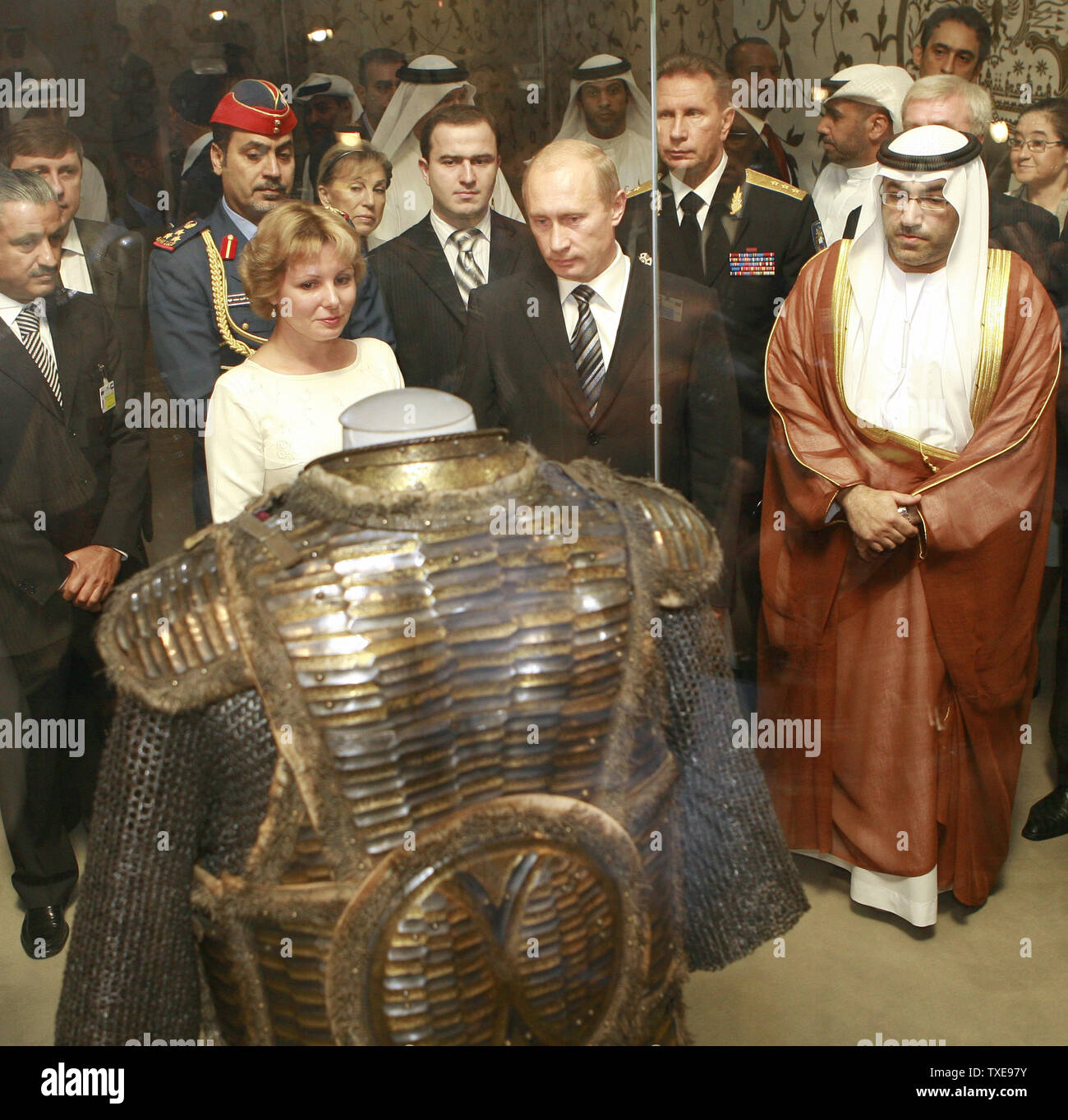 Russian President Vladimir Putin (C) visits the Arsenal of the Russian ...