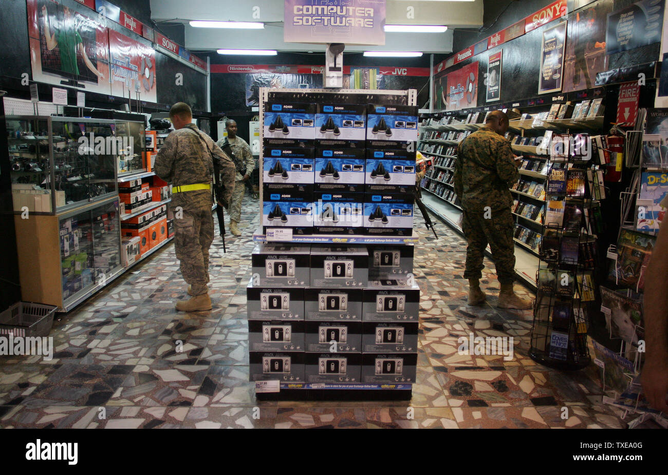U.S. service members shops at the main U.S. base in Bagram, north of ...