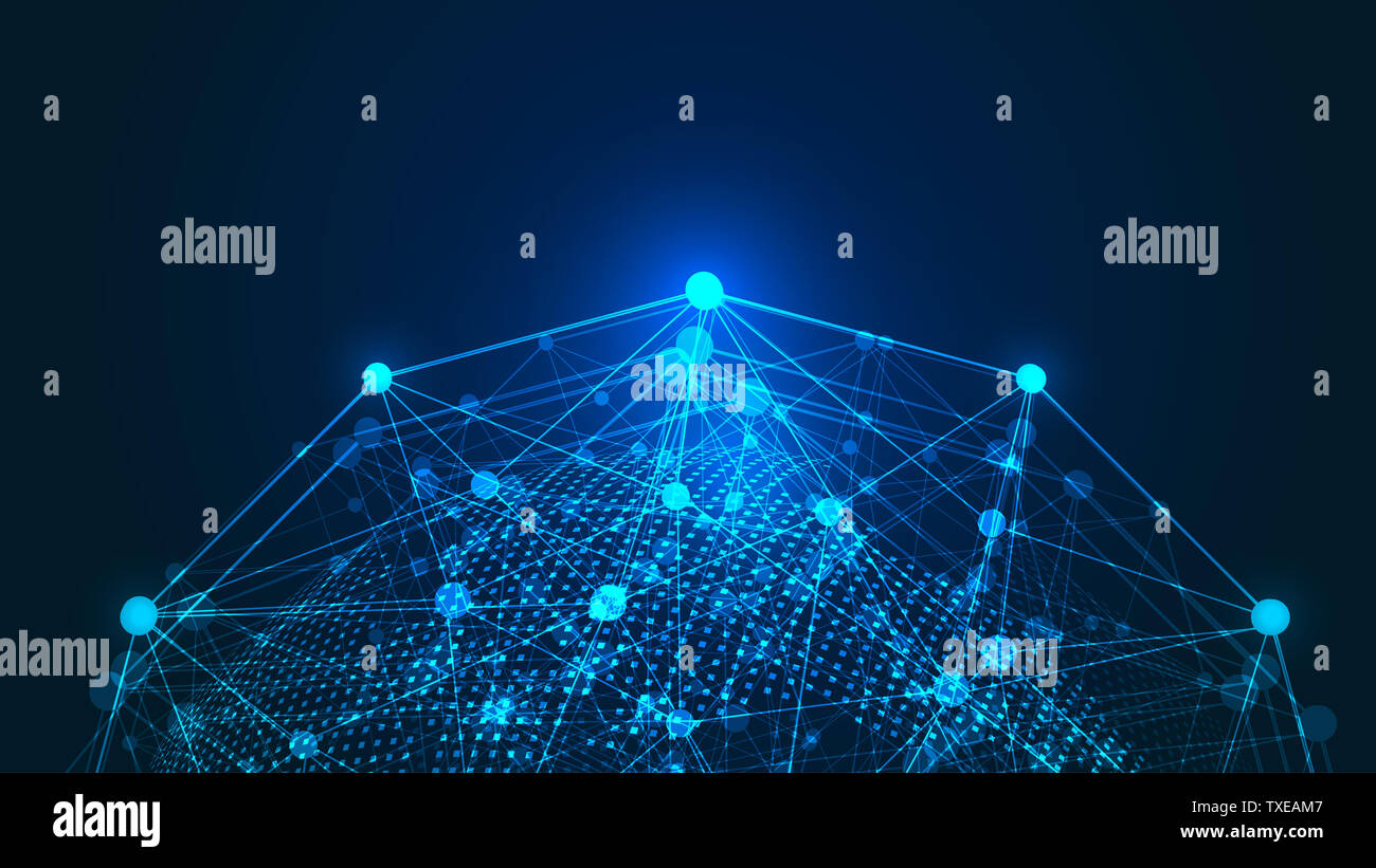 Digital Earth, Point Line Connection, Innovation and Technology Polygon ...
