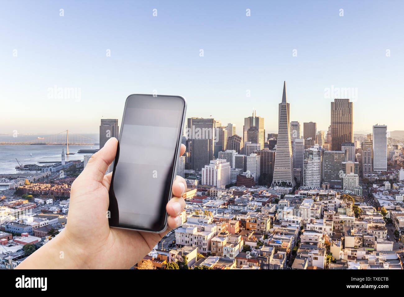 Mobile phone with modern photography Stock Photo - Alamy