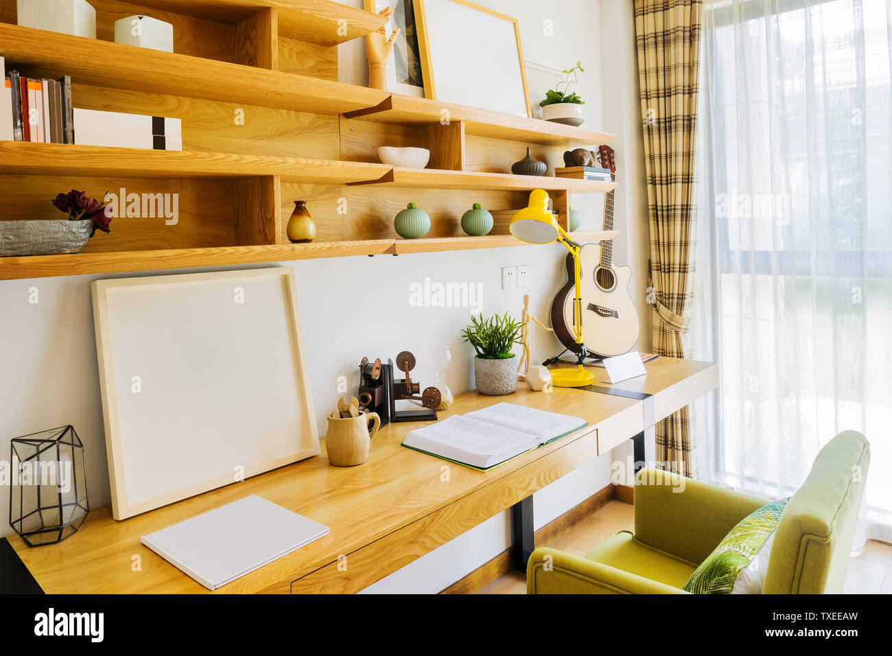 interior of reading room with long table Stock Photo - Alamy