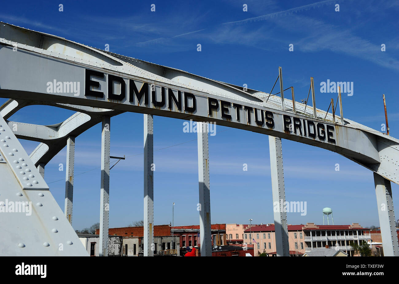 The Edmund Pettus Bridge is shown during the 50th anniversary ...