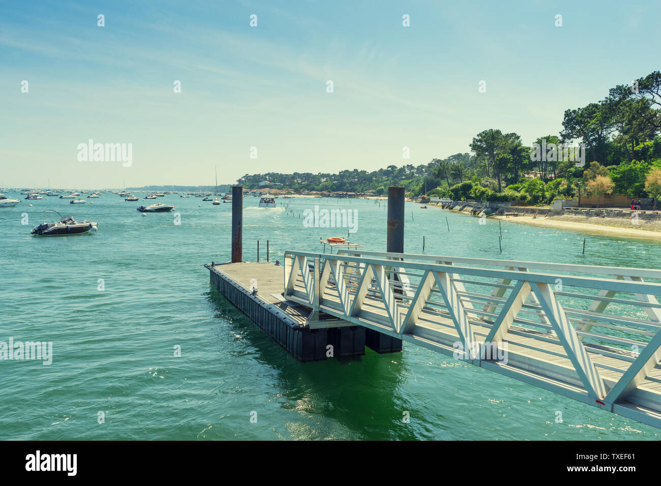 Steel piernear seashore Stock Photo - Alamy
