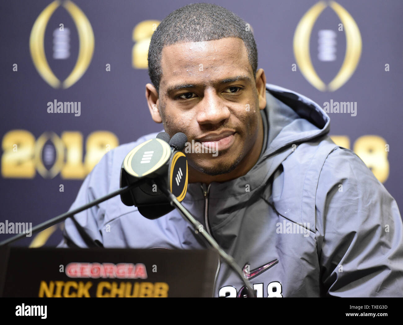 Georgia Bulldogs running back Nick Chubb smiles during Media Day for ...