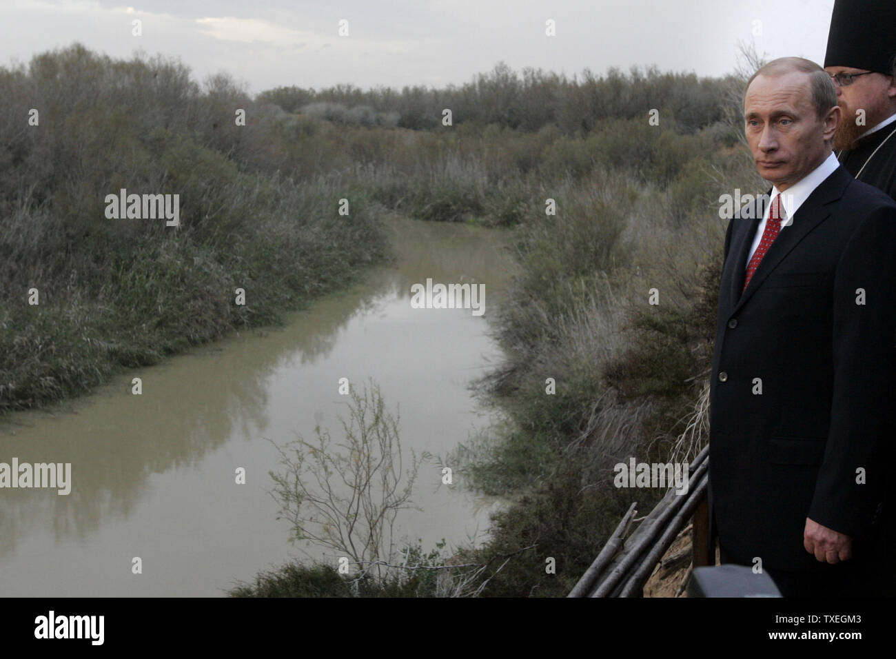 Russian President Vladimir Putin observes the site where the scriptures ...