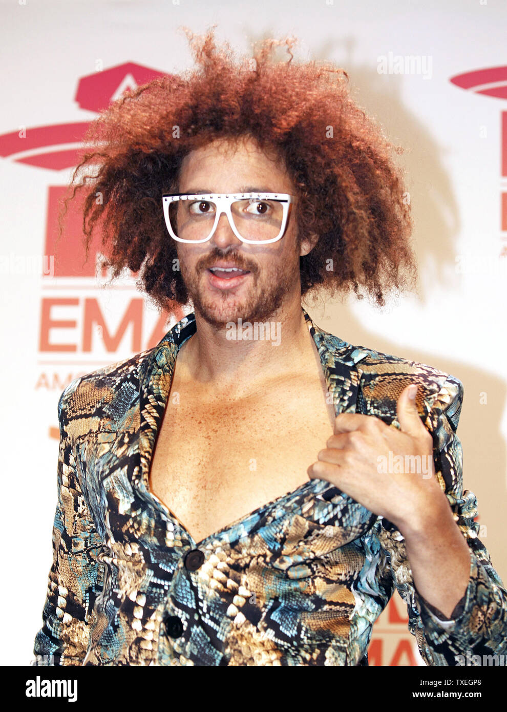Redfoo arrives at a press conference a day before the MTV Europe Music ...