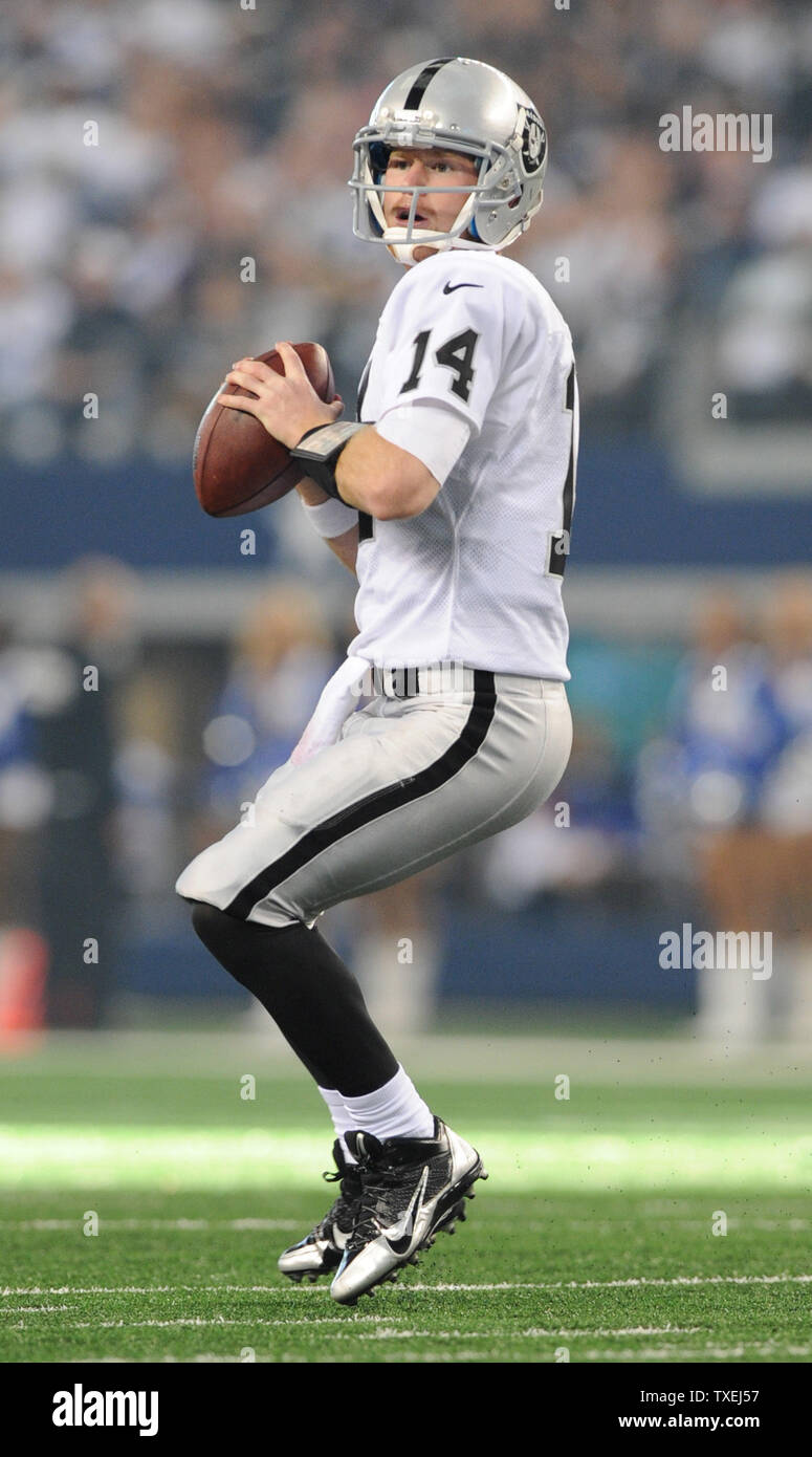 Oakland Raiders rookie quarterback Matt McGloin looks to throw against ...