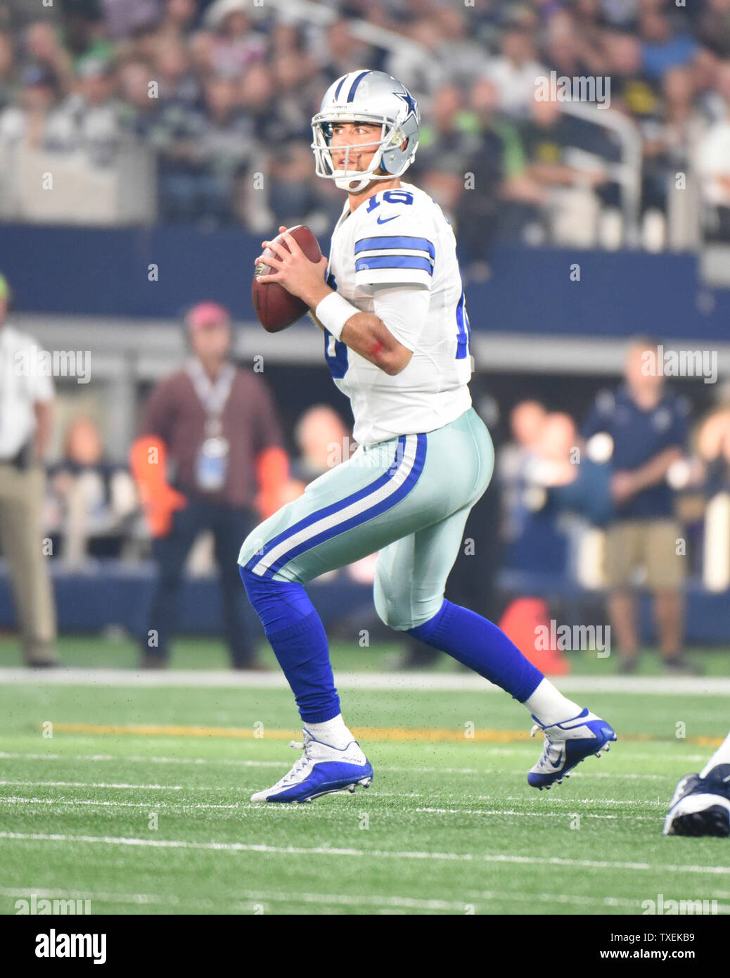 Dallas Cowboys quarterback Matt Cassel rolls out against the Seattle ...
