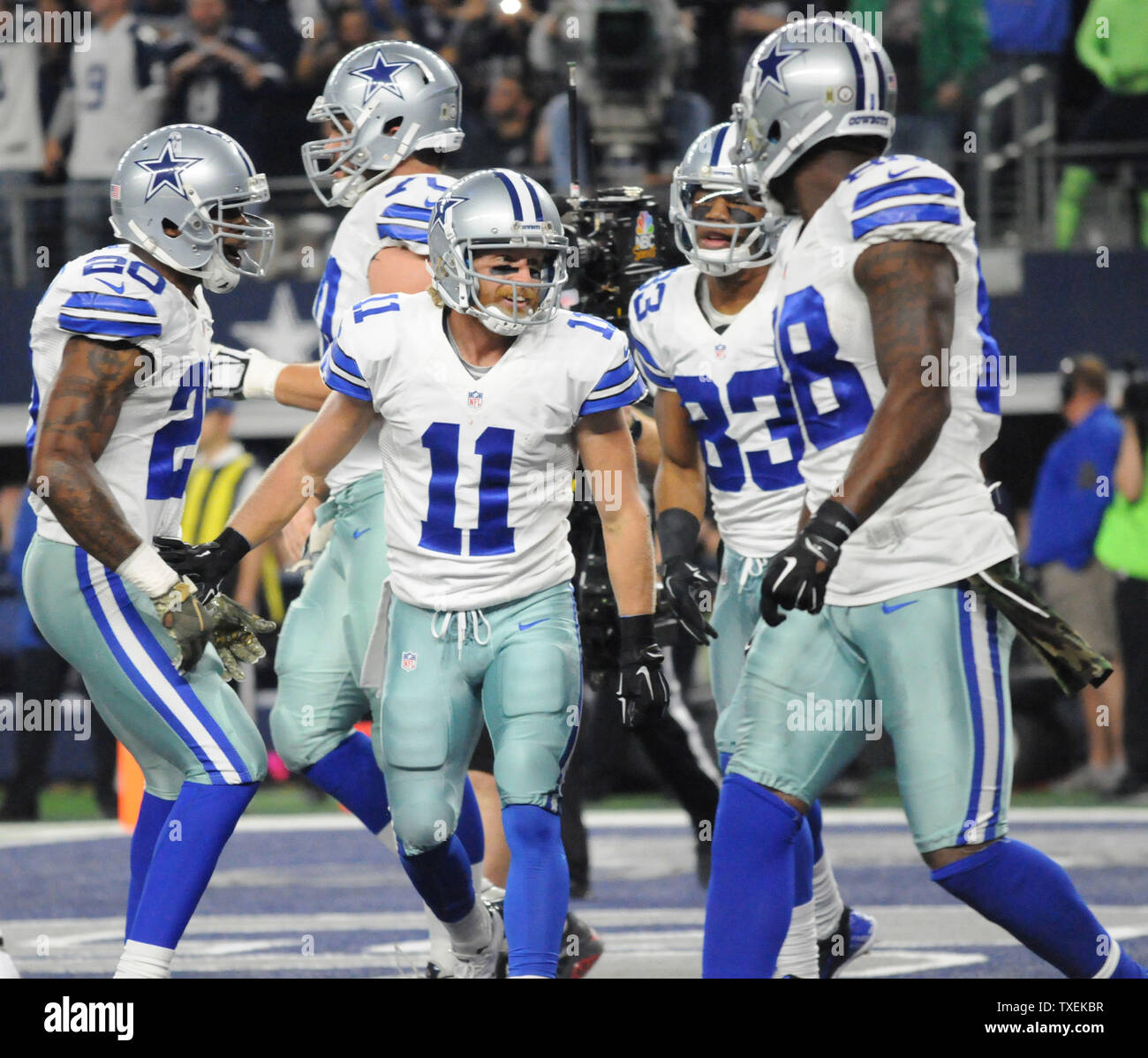 Dallas Cowboys Cole Beasley (11) celebrates his first quater touchdown ...