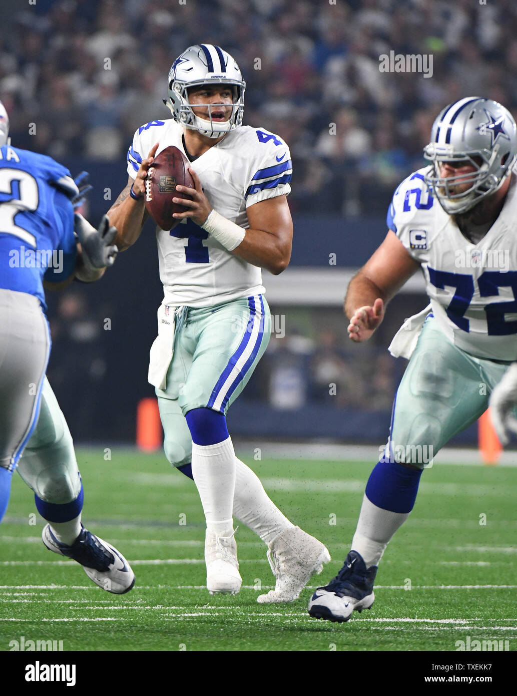 Dallas Cowboys Dak Prescott looks to throw against the Detroit Lions ...