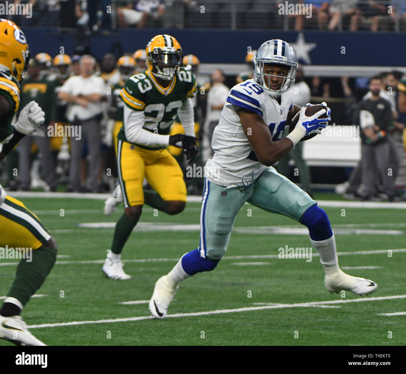 Dallas Cowboys Bryce Butler makes a 49-yard catch against the Green Bay ...